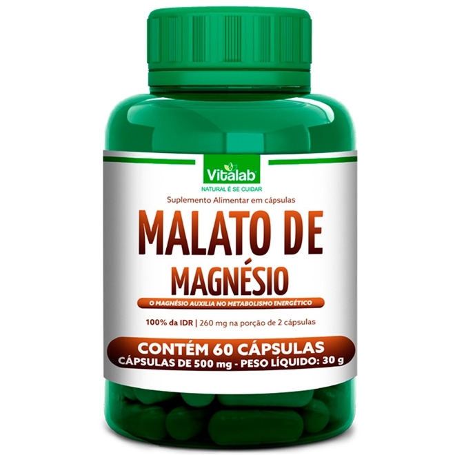 Malato de Magnésio Vitalab 500Mg 60 Cápsulas - Malato de Magnésio Vitalab 500Mg 60 Cápsulas ...