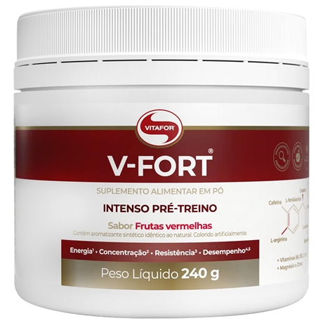 V Fort Pré Treino Vitafor Frutas Vermelhas 240g - V Fort Pré Treino ...