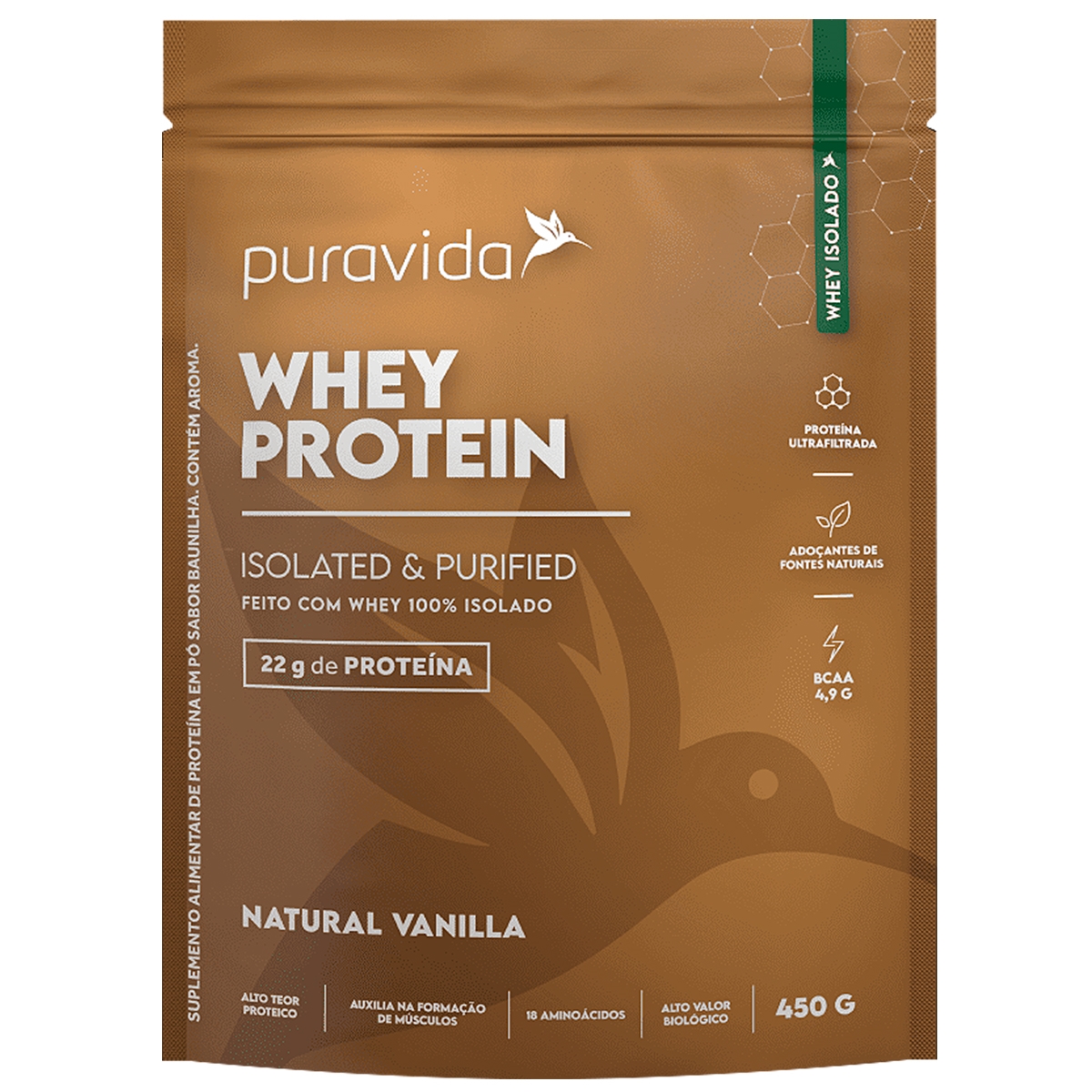 Whey Protein Isolado Puravida Sabor Baunilha 450g - Whey Protein Isolado Puravida Sabor Baunilha ...