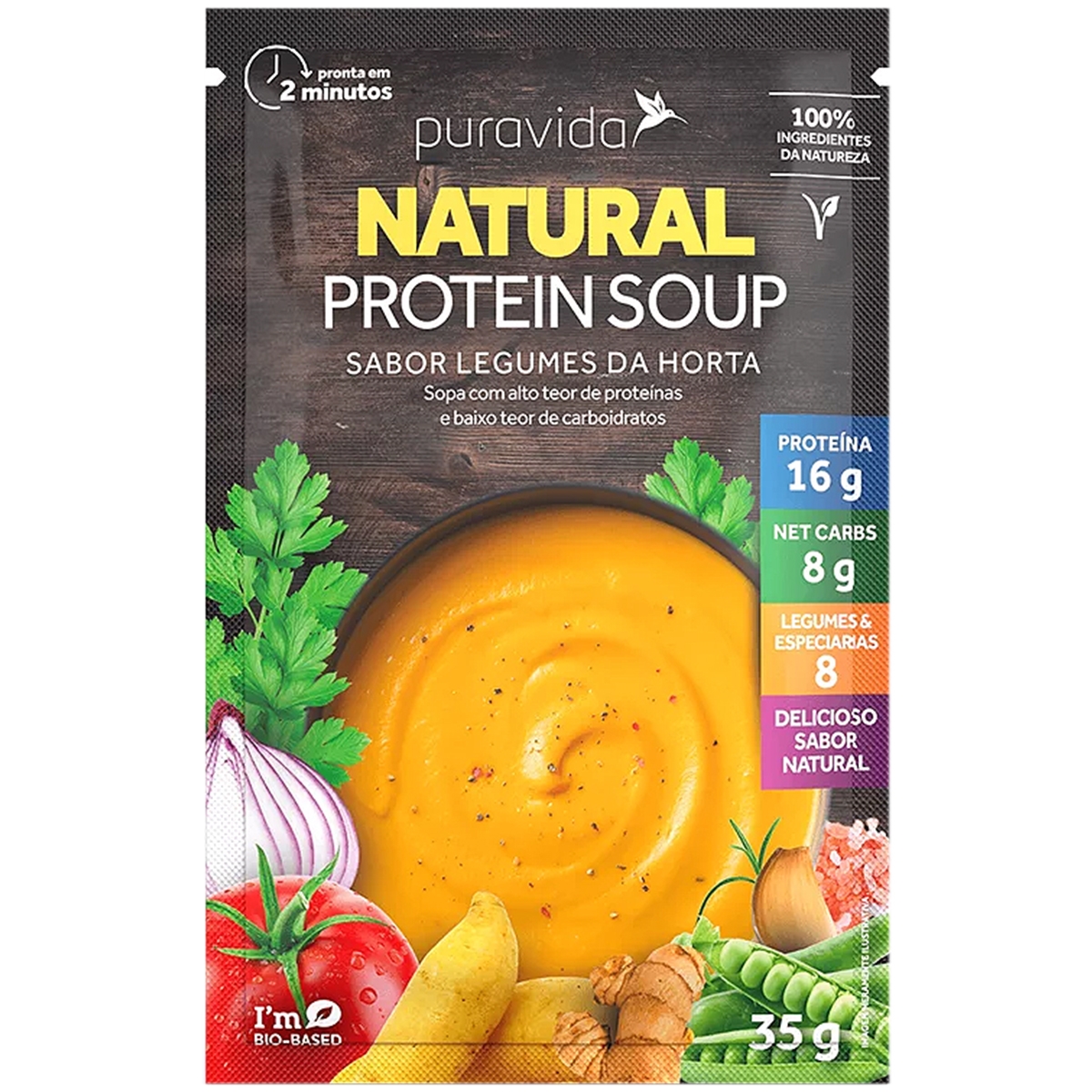 Sopa Natural Protein Soup Puravida Sabor Legumes da Horta 35g - Sopa ...