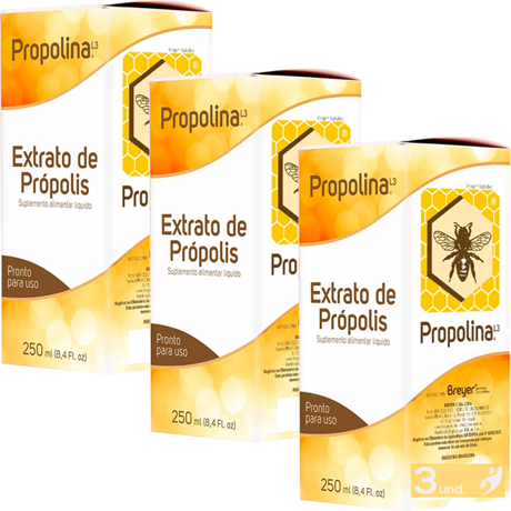 Kit 3 Propolina L3 Extrato de Própolis Diluído em Água 250ml - Kit 3 ...