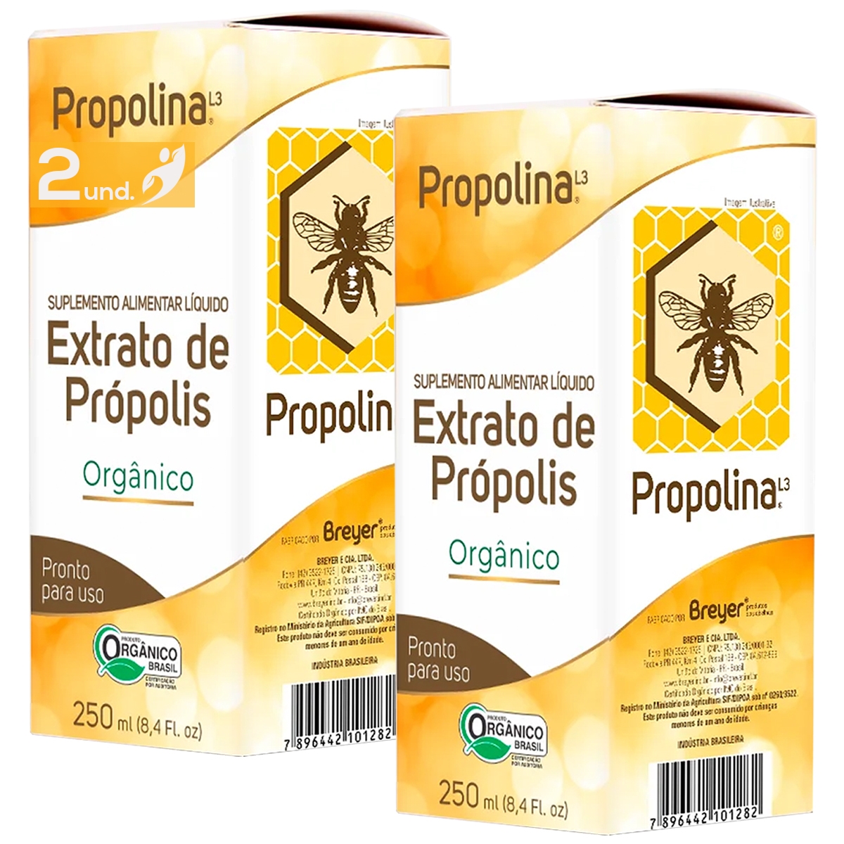 Kit 2 Propolina L3 Extrato de Própolis Diluído em Água Orgânico 250ml ...