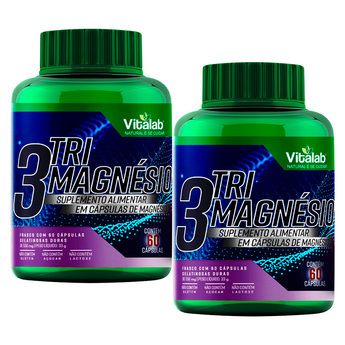 Kit 2 Tri Magnésio Vitalab 60 Cápsulas - Kit 2 Tri Magnésio Vitalab 60 Cápsulas - VITALAB