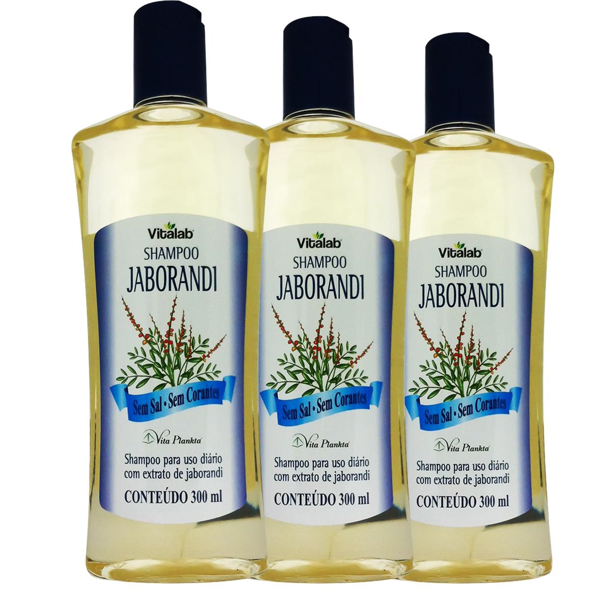 Kit 3 Shampoo Jaborandi Sem Sal e Sem Corantes Vitalab 300ml - Kit 3 ...
