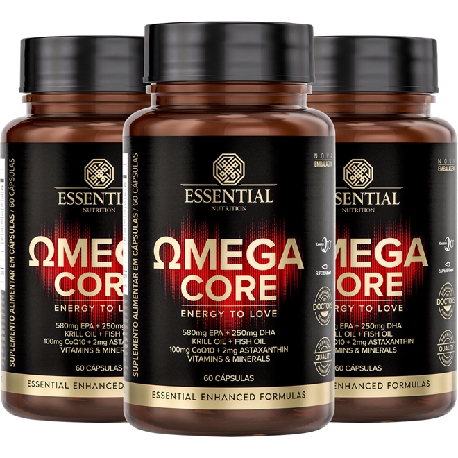 Kit 3 Ômega Core Essential Nutrition 60 Cápsulas - Kit 3 Ômega Core ...