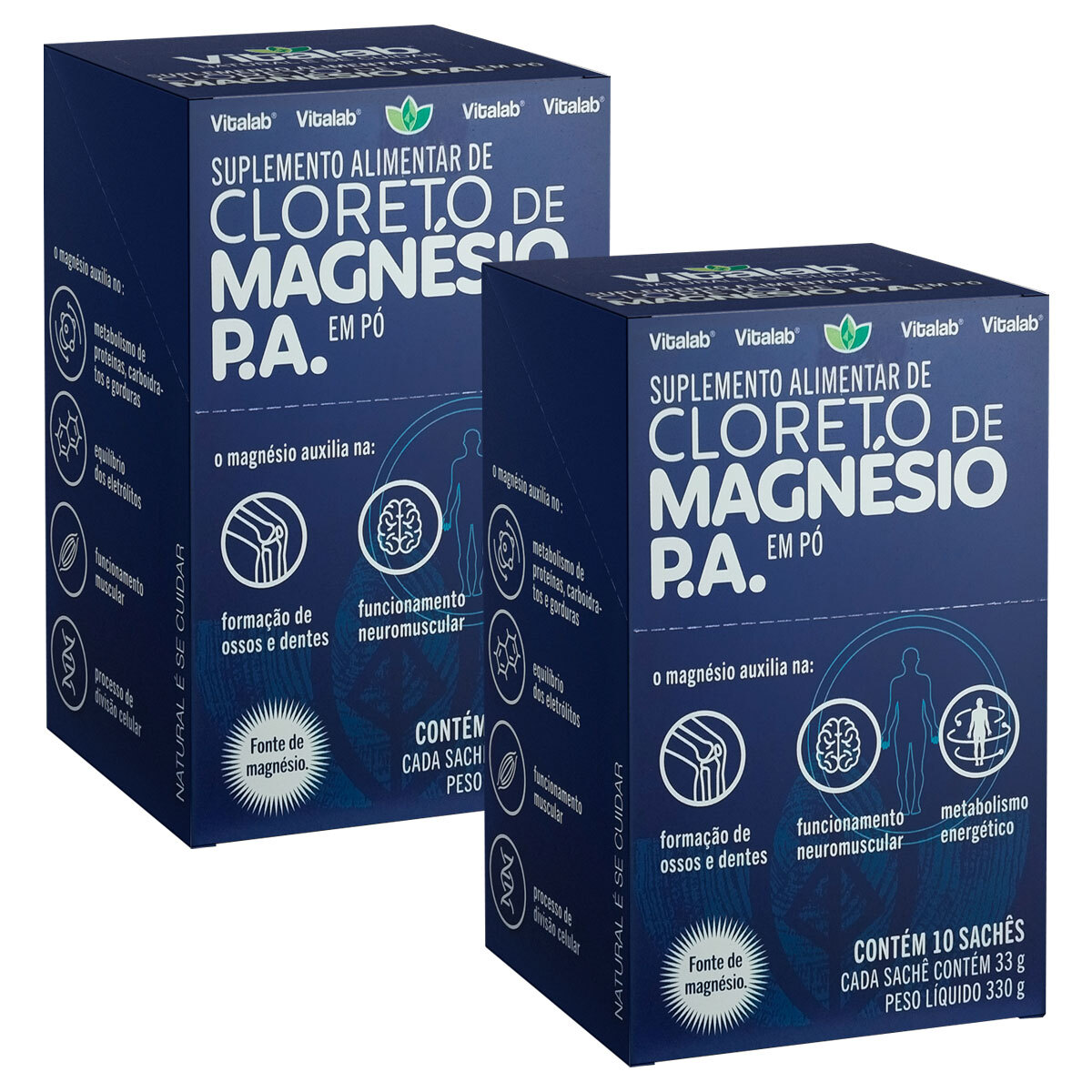 Kit 2 Caixas Cloreto de Magnésio P.A. Vitalab 10 Sachês de 33g - Kit 2 Caixas Cloreto de ...