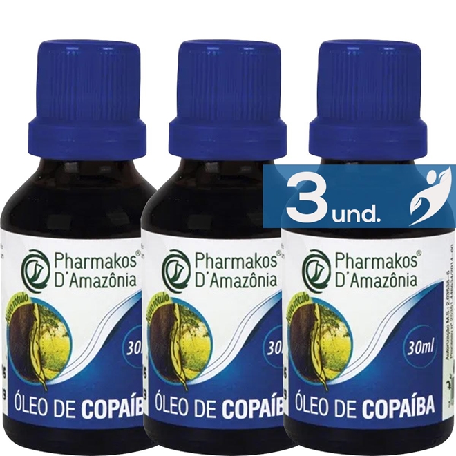 Kit 3 Óleo de Copaíba Pharmakos 30ml - Kit 3 Óleo de Copaíba Pharmakos ...