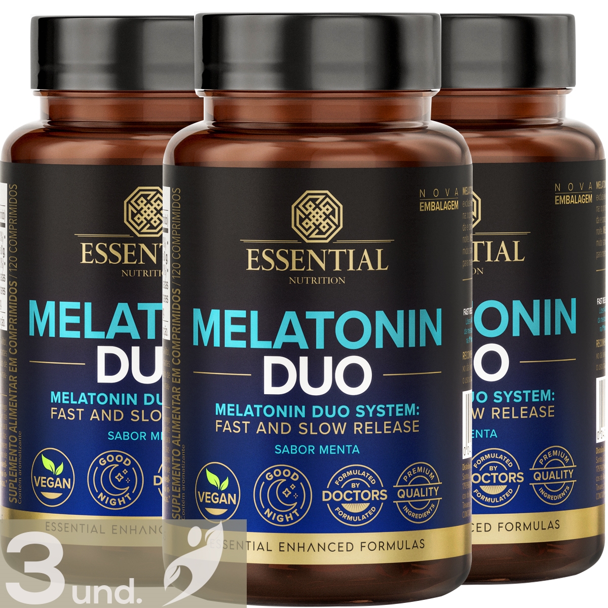Kit 3 Melatonin Duo Essential Nutrition 120 Comprimidos - Kit 3 ...
