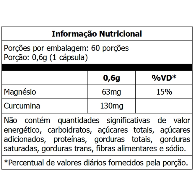 Cúrcuma com Magnésio Vitalab 60 Cápsulas - Cúrcuma com Magnésio Vitalab 60 Cápsulas - VITALAB