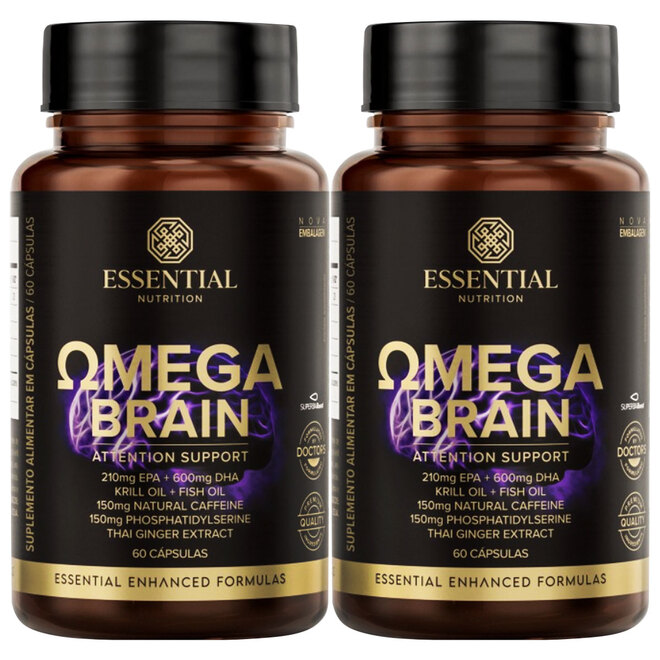 Kit 2 Ômega Brain Essential Nutrition 60 Cápsulas - Kit 2 Ômega Brain Essential Nutrition 60 ...