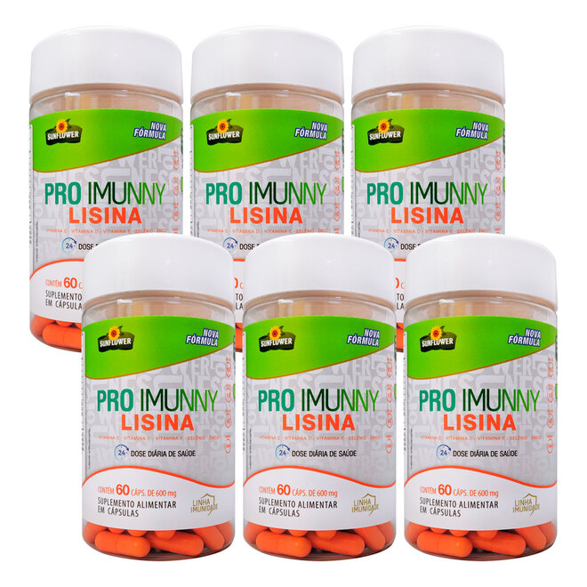 Kit 6 Pro Imunny Lisina Sunflower 60 Cápsulas - Kit 6 Pro Imunny Lisina ...